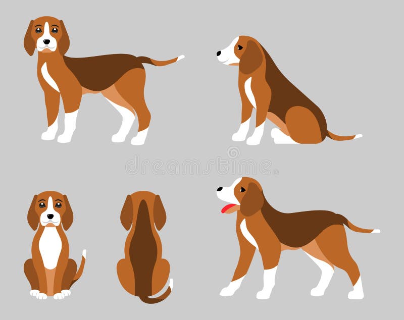 Beagle,dog in Action,happy Dog Stock Vector - Illustration of flat ...