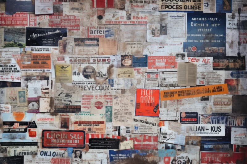 Various Posters on a Wall with Diverse Designs and Colors Stock Photo ...