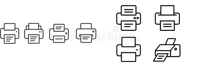 Various Printer Icons Displayed for Digital User Interface and Graphic ...