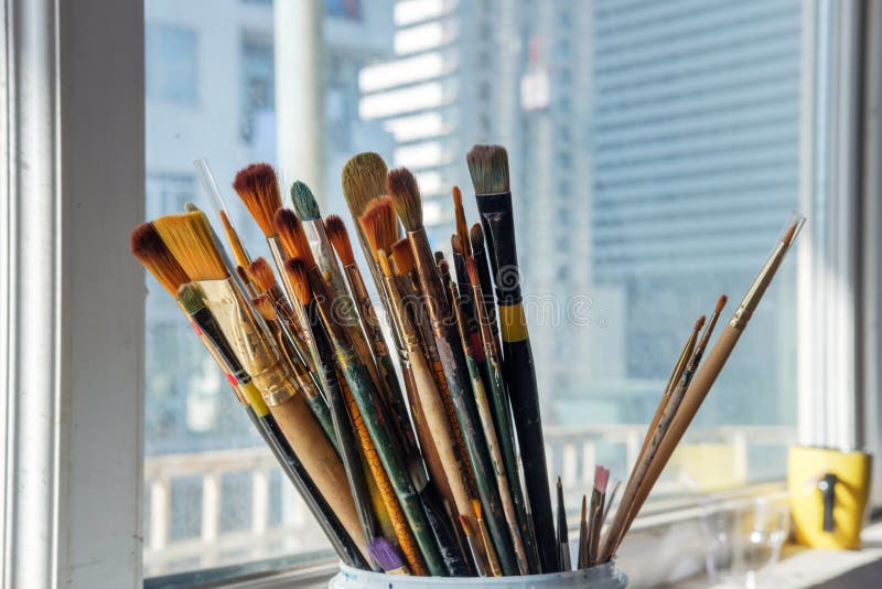 Various Professional Paint Brushes Stock Photo - Image of artist, decor ...