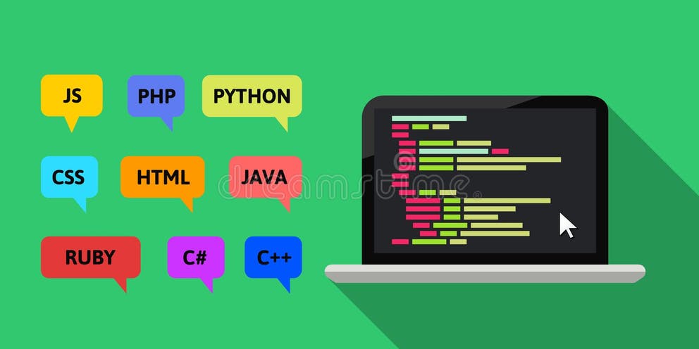Programming Languages Concept in Colorful Flat Design Stock Vector ...