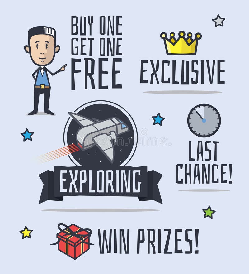 Various Promo Cartoon Elements Stock Vector - Illustration of object ...