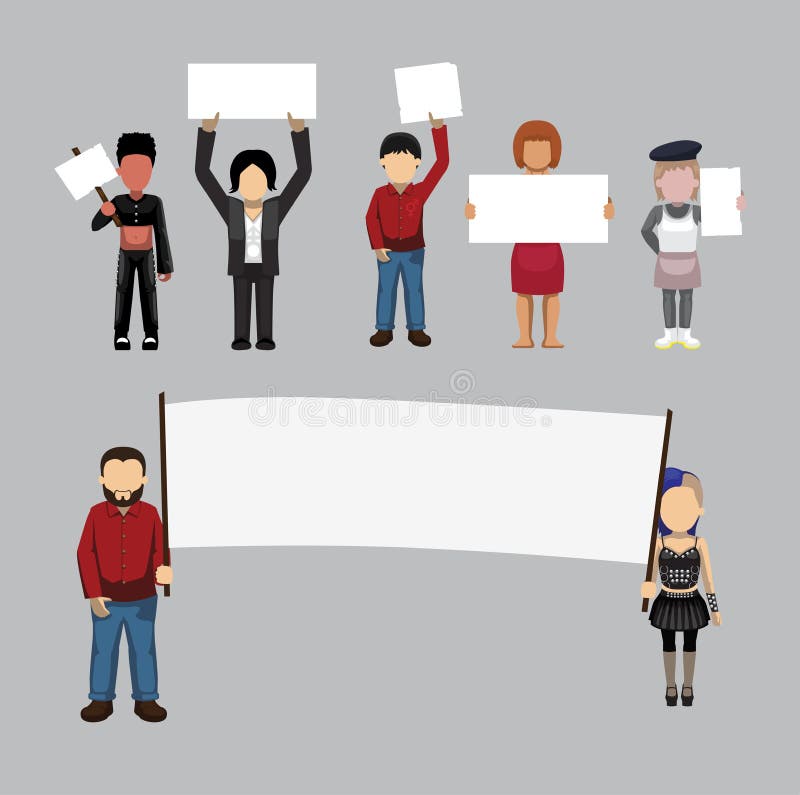 Various Protest Character Poses Cartoon Vector Illustration Stock ...