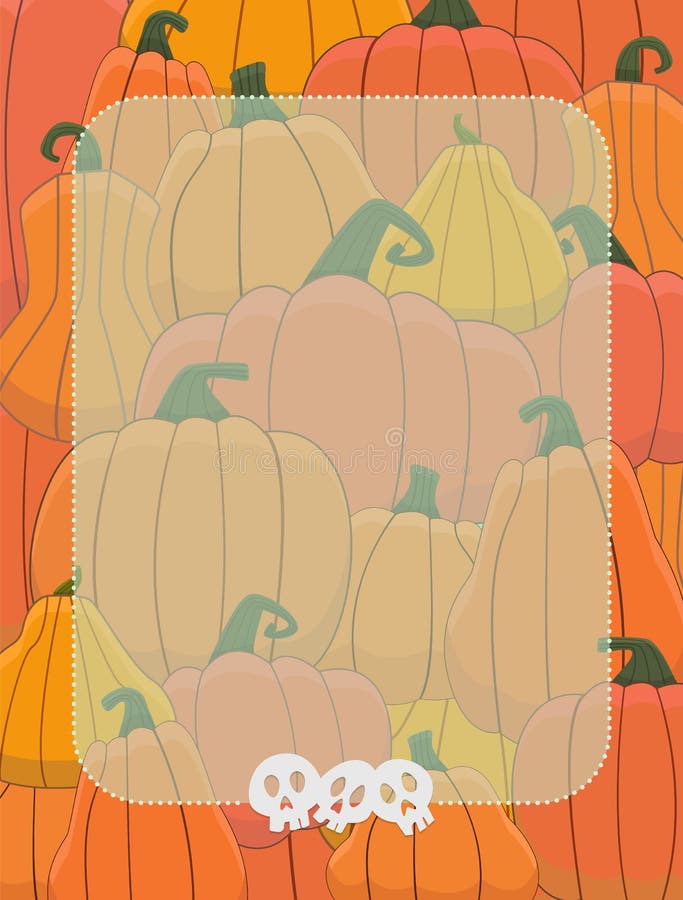 Various Pumpkin Pattern with Decorative Frame Vector Background ...