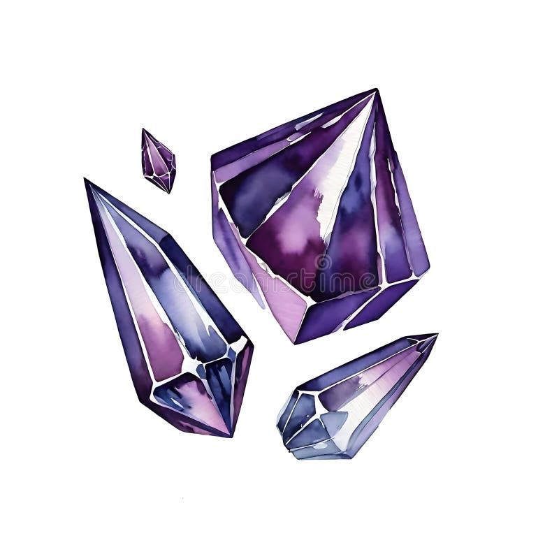 Various Purple Crystals with Distinct Shapes and Facets Stock ...