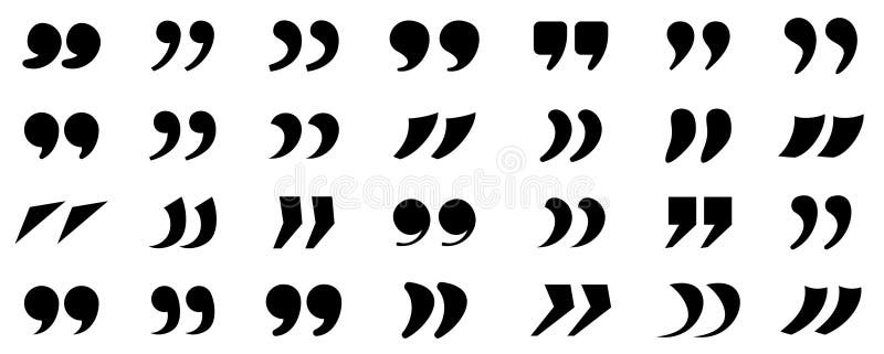 Various Quotation Mark Styles in Black on White Background Stock Vector ...