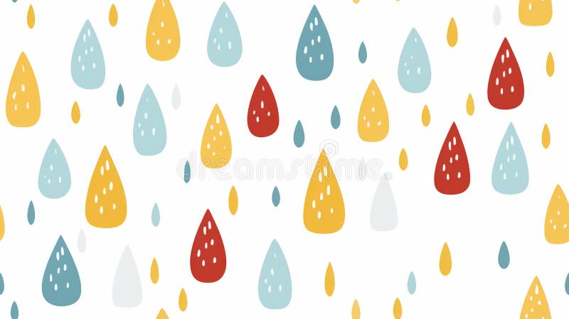 Various Raindrops Falling Pattern Background Design. Childish ...