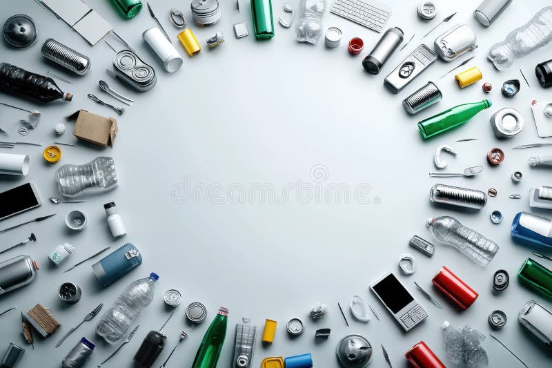 Recyclable Materials Organized in Circular Arrangement Around Blank ...