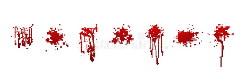 Red Paint Splatter Marks with Drips in Varying Heights and Shapes on ...