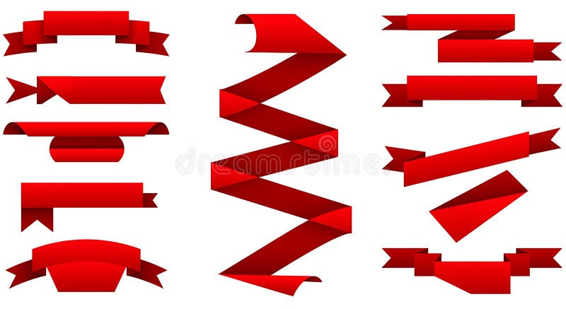 Various Red Ribbons in Different Designs are Depicted. Arrangements ...