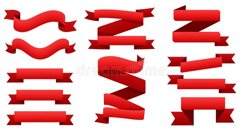 Various Red Ribbons with Different Styles and Shapes. they Feature ...