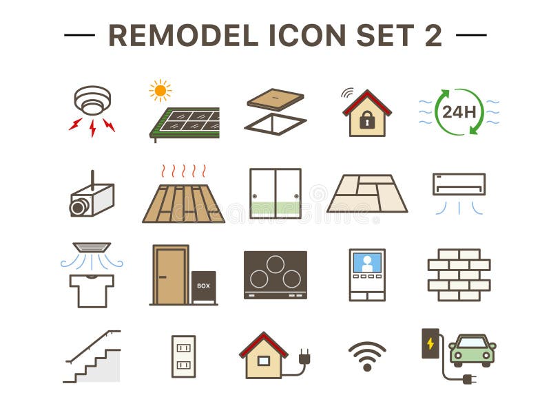 Various Remodeling Icon Sets Stock Illustration - Illustration of ...