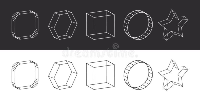 Various Retro Futuristic Geometric Shapes. Retrowave Design Elements ...