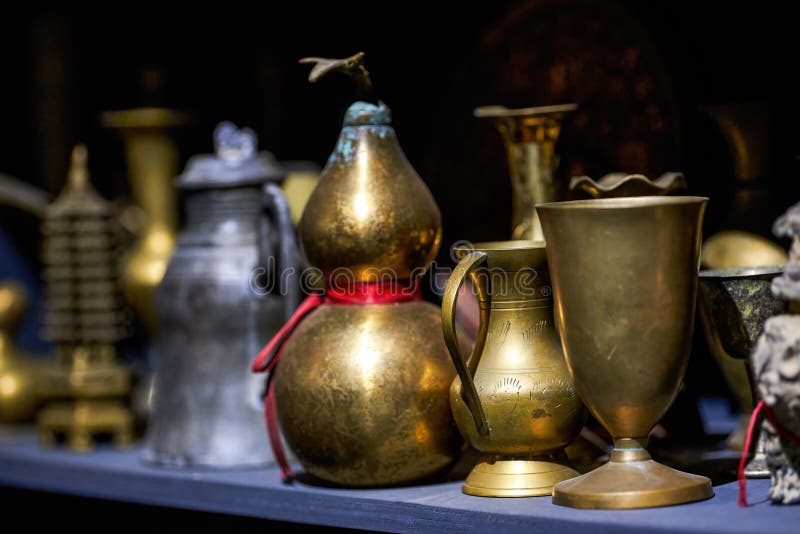 Various Retro Traditional Objects in a Thrift Store Stock Image - Image ...