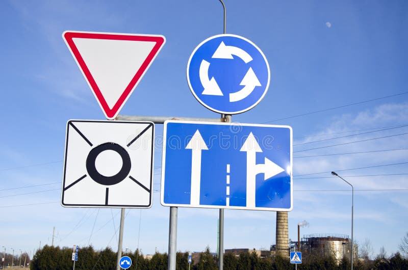 Various Road Sign in City Street Stock Photo - Image of speed ...