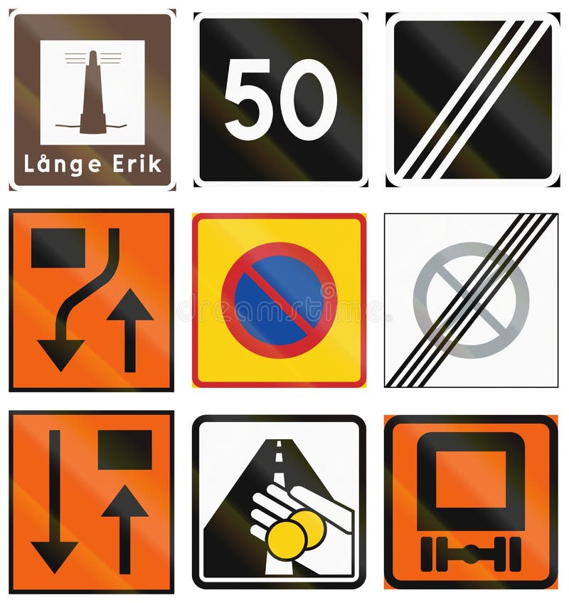 Various Road Signs Used in Sweden Stock Illustration - Illustration of ...