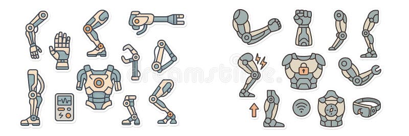 Various Robotic Arm Components Displayed in a Stylized Design for ...