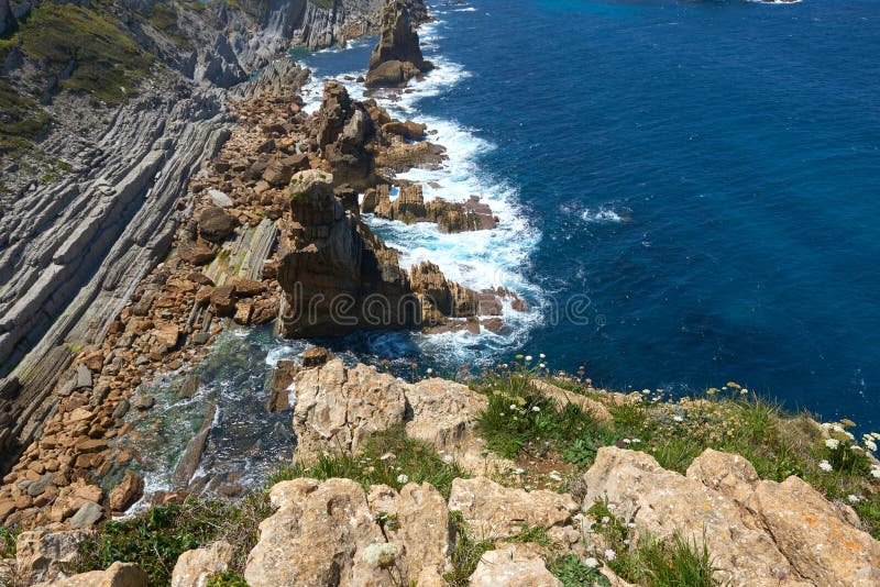 Various Rock Formations on Cliffs in Northern Spain Stock Photo - Image ...