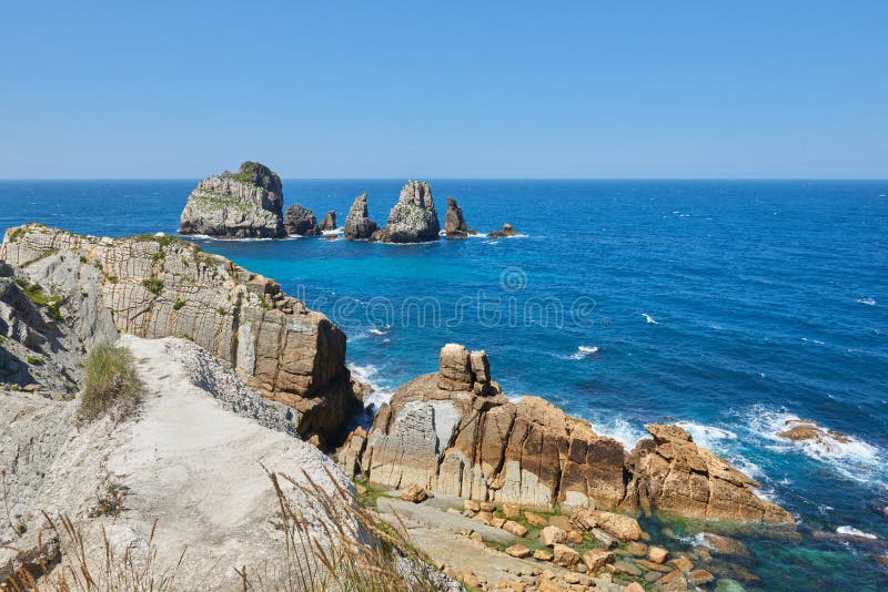 Various Rock Formations on Cliffs in Northern Spain Stock Image - Image ...