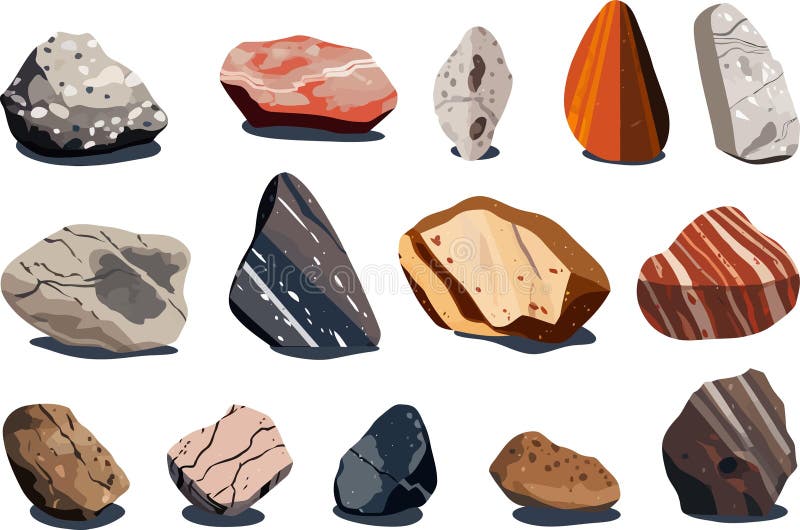 Various Rocks Set Isolated Vector Style Illustration Stock Vector ...