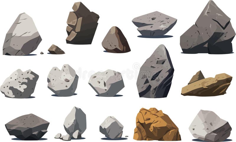 Various Rocks Set Isolated Vector Style Illustration Stock Vector ...