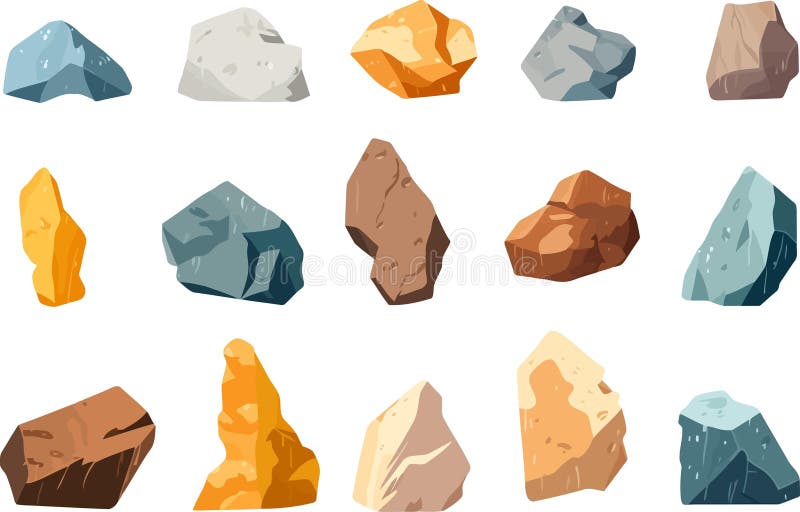 Various Rocks Set Isolated Vector Style Illustration Stock Vector ...