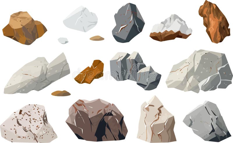 Various Rocks Set Isolated Vector Style Illustration Stock Vector ...