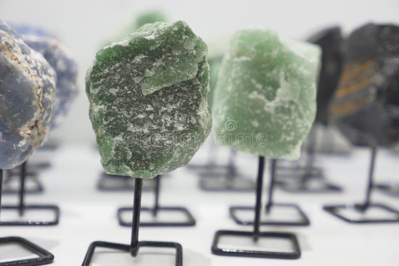 Various Rocks are Showcased on a Table for Art Display Stock Image ...
