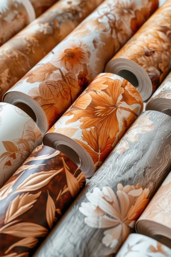 Various Rolls of Wallpaper Arranged Side by Side. Ideal for Interior ...