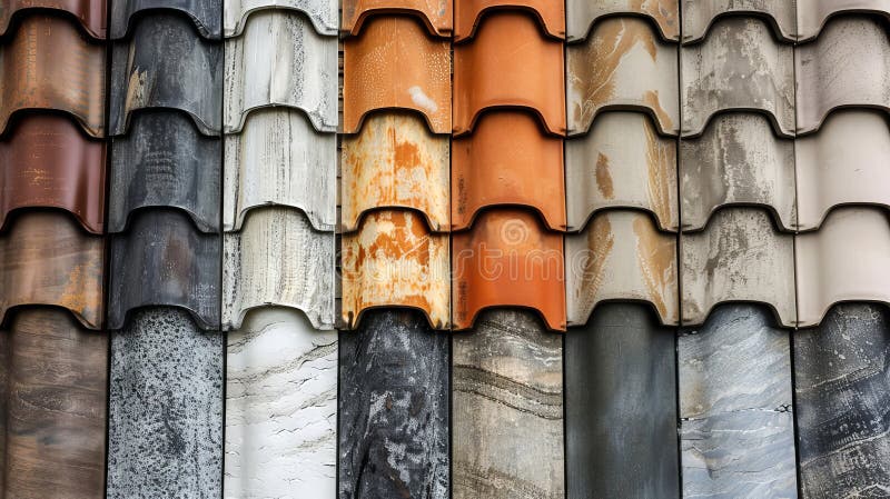 Various Roof Tile Samples Displayed in a Row Showcasing Diverse ...