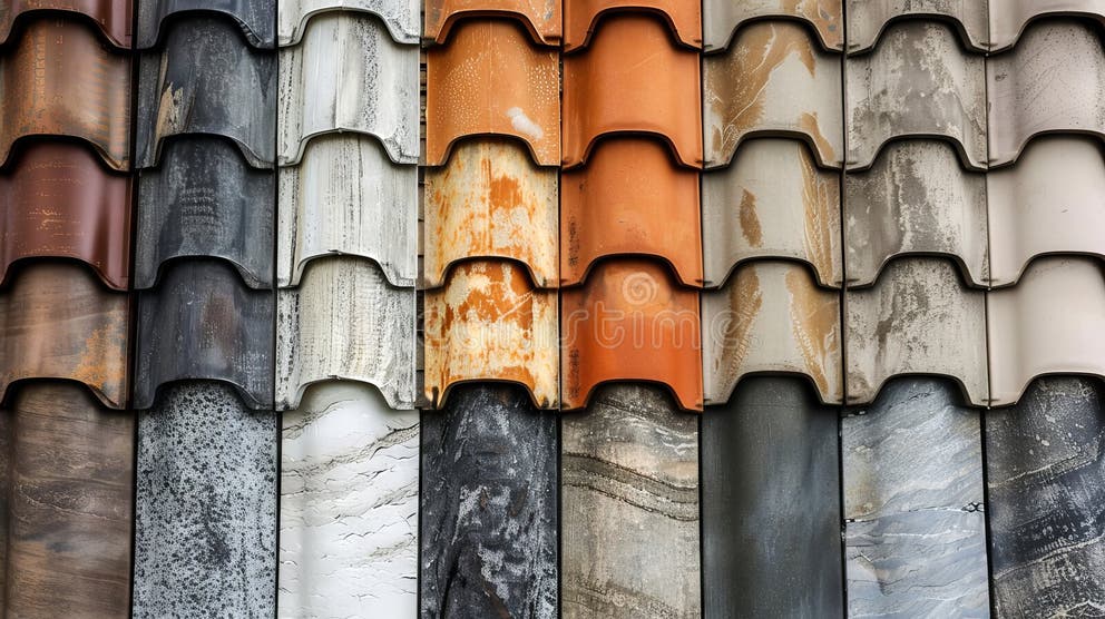 Various Roof Tile Samples Displayed in a Row Showcasing Diverse ...