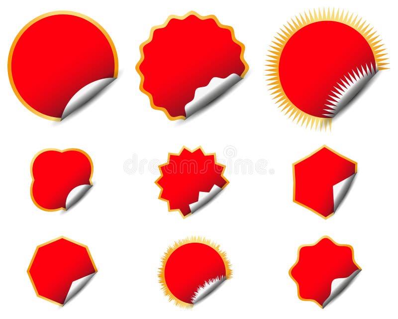 Various Royal Red Sticker Peel Off with Gold Frame Stock Vector ...