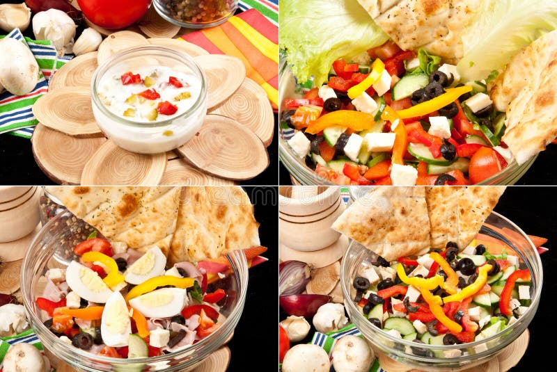 Healthy salads collage stock photo. Image of dinner, dieting - 7629664
