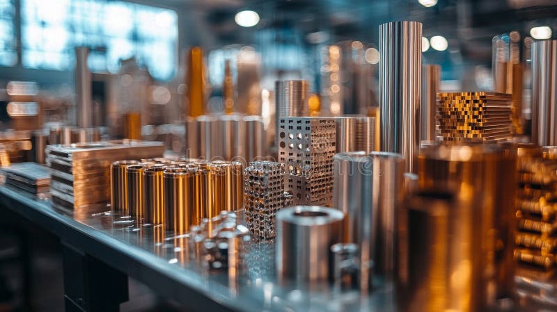 Various Samples of Aluminum Profile on the Stand. Industry Stock Photo ...