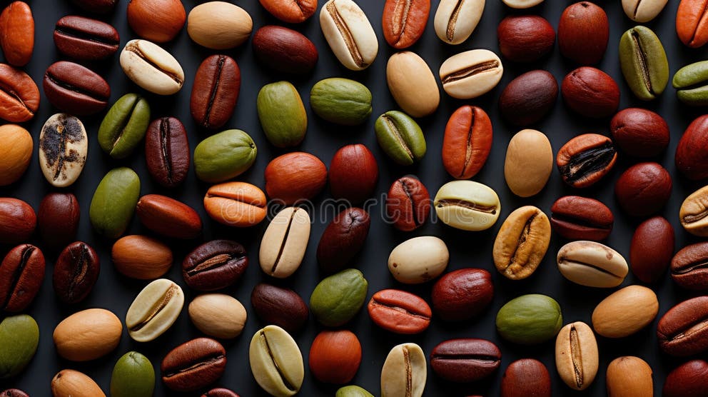 Various Samples of Coffee Nuts and Seeds Stock Image - Image of ...