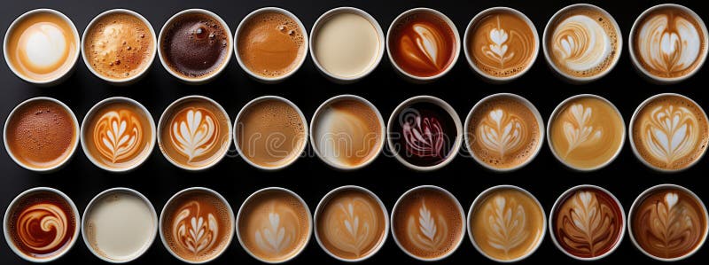 Various Samples of Coffee in White Cups Stock Photo - Image of aromatic ...