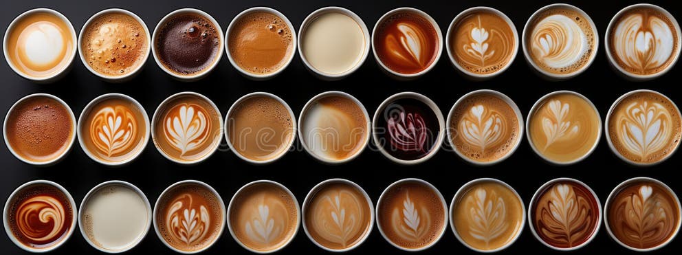 Various Samples of Coffee in White Cups Stock Photo - Image of aromatic ...