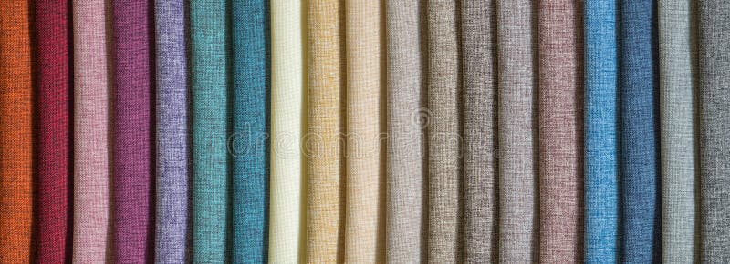 Various Samples Multicolored Natural Fabric Background. Wide Selection ...