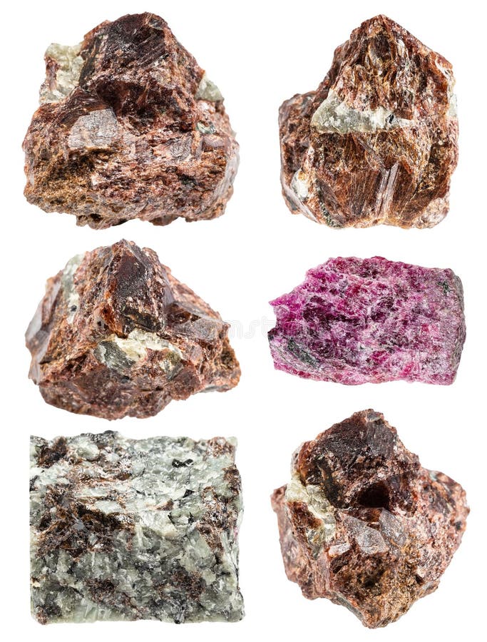 Various Samples of Raw Eudialyte Minerals Isolated Stock Photo - Image ...