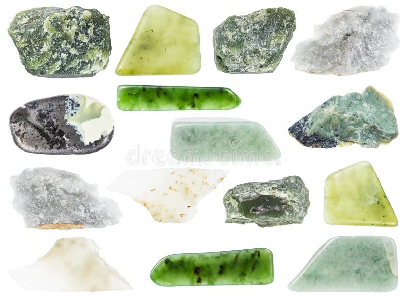 Various Samples of Raw Jade Minerals Isolated Stock Photo - Image of ...