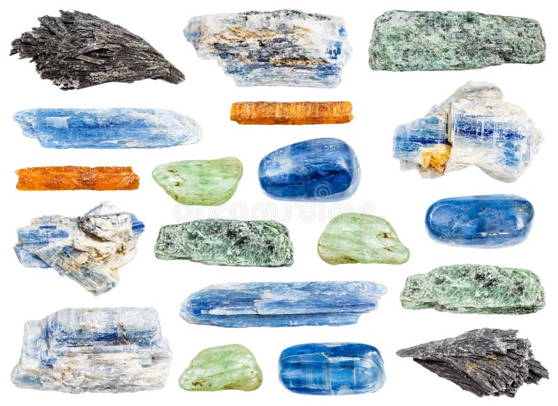 Various Samples Raw Kyanite Minerals Isolated Stock Photos - Free ...