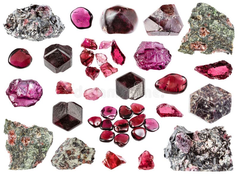 Various Samples of Raw Pyrope Minerals Isolated Stock Photo - Image of ...