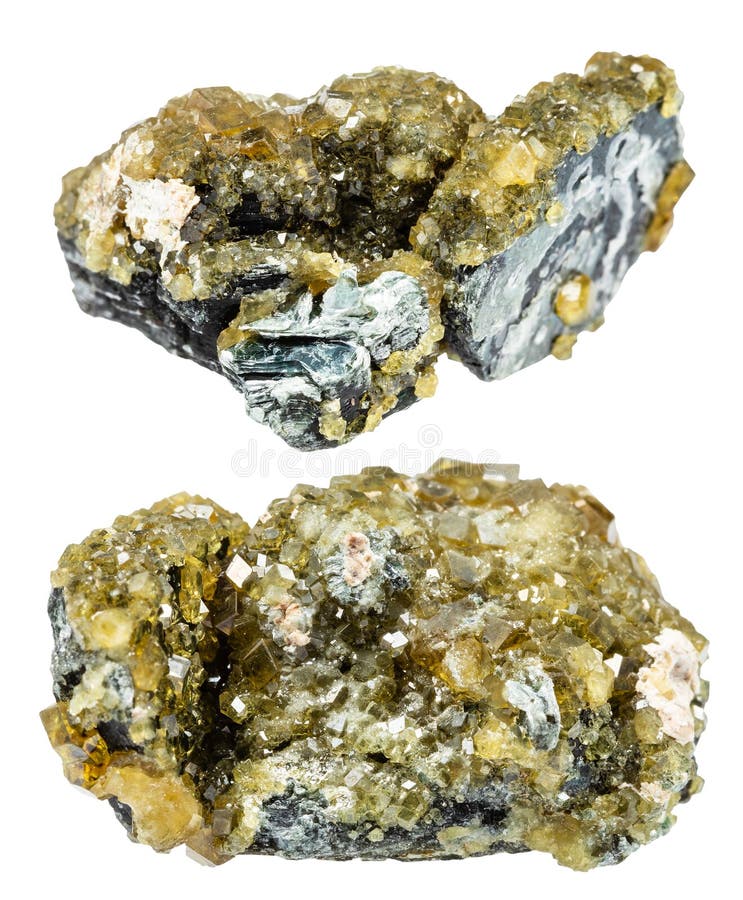 Various Samples of Raw Topazolite Mineral Isolated Stock Image - Image ...