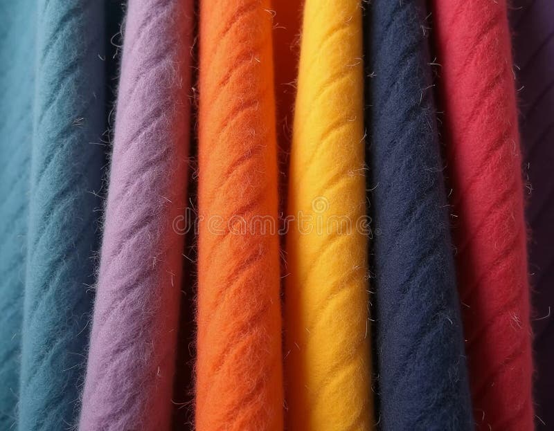 Various Samples of Woolen Fabric in Different Colors are Neatly ...