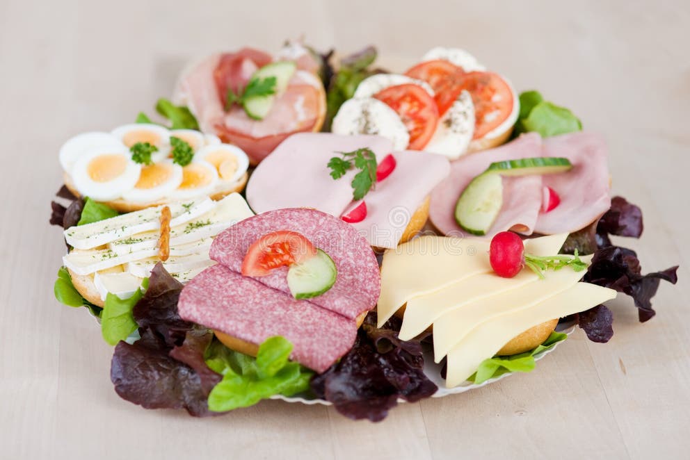 Various Sandwiches on a Plate Stock Image - Image of readytoeat, salami ...