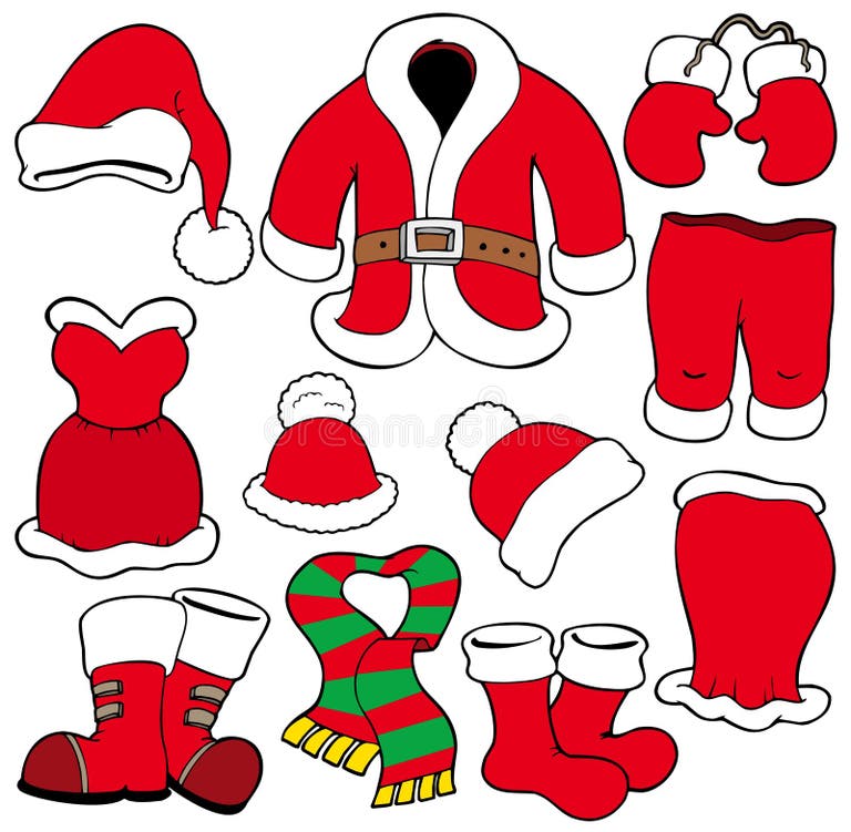 Various Santa Claus Clothes Stock Vector - Illustration of collection ...