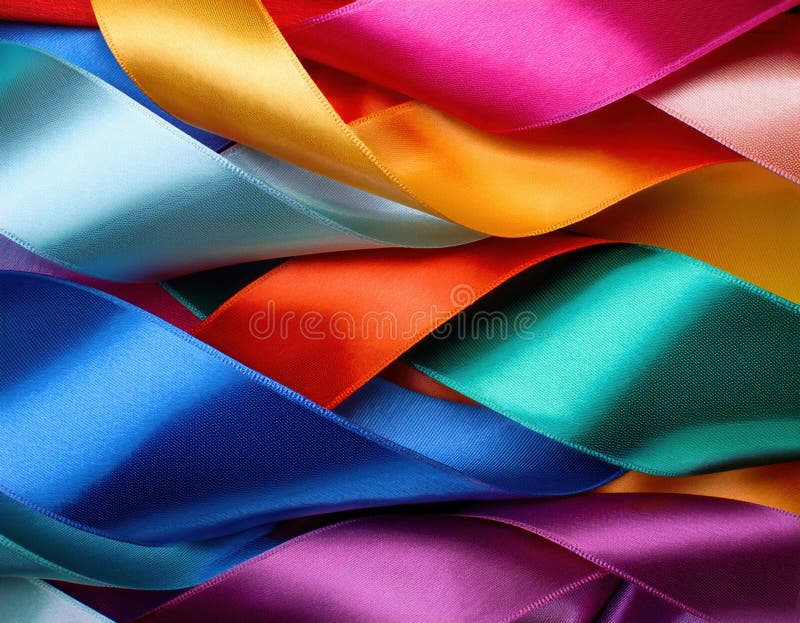 Colorful Satin Ribbons Arranged in a Vibrant Pattern Showcasing Various ...