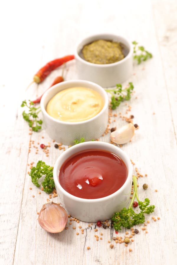 Various of sauces stock photo. Image of condiment, garlic - 98916956