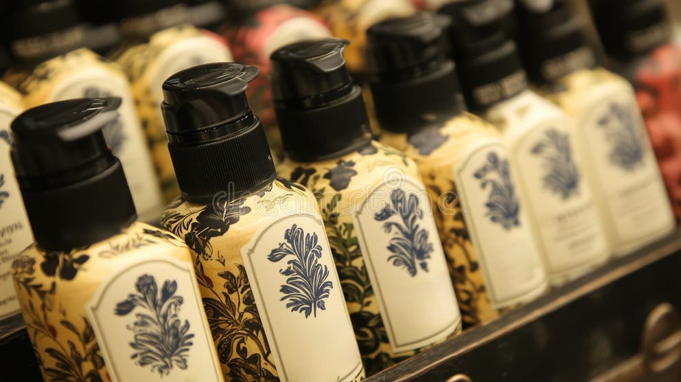 Various Scented Hand Creams Displayed Elegantly on a Shelf in a ...