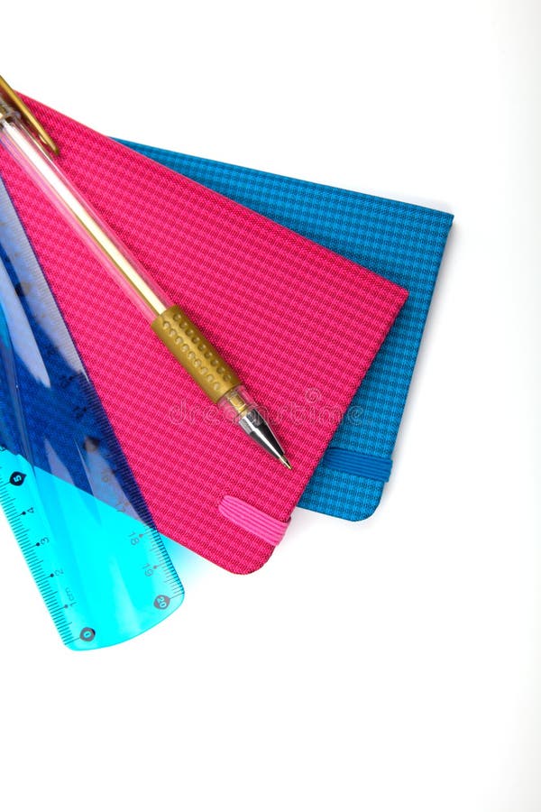 Various School Notebooks, Pens and Pencils Stock Photo - Image of ...